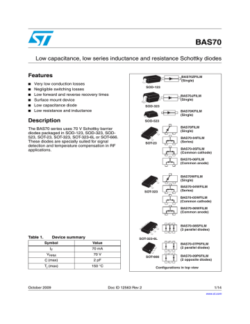 STMicroelectronics BAS70 Datasheet | Manualzz