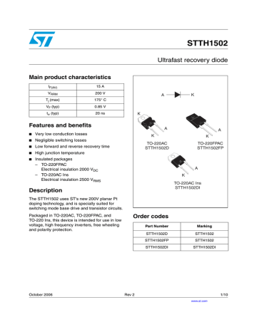 STMicroelectronics STTH1502 Datasheet | Manualzz