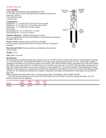 3M Scotchlok™ Hardened Steel Ratchet Tool TR-490 Guide | Manualzz