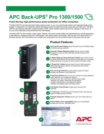 APC BR1500G Uninterruptible Power Supply (UPS) Specification Sheet ...