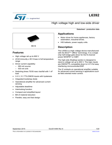 STMicroelectronics L6392 Datasheet | Manualzz