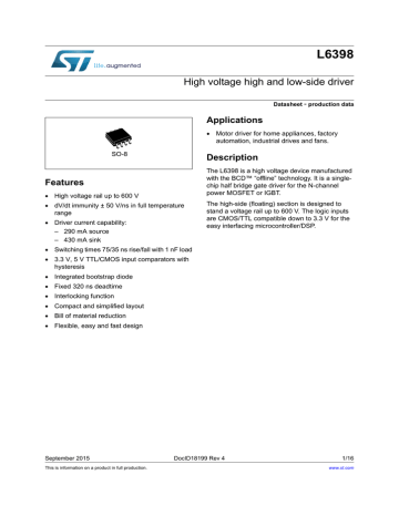 STMicroelectronics L6398 Datasheet | Manualzz