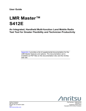 Anritsu LMR Master S412E User manual | Manualzz