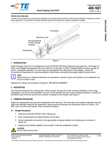 TE Connectivity Crimping Tool 47417 Instruction Sheet | Manualzz