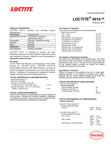 LOCTITE 4014 Datasheet | Manualzz