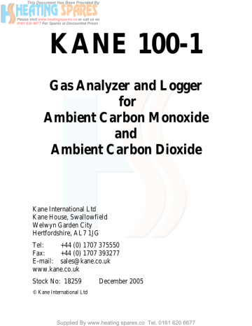 Kane 100-1 Gas Analyzer User Manual | Manualzz