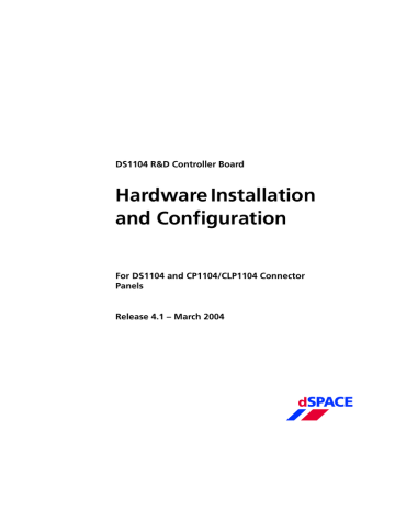 dSPACE CP1104 Hardware Installation And Configuration | Manualzz