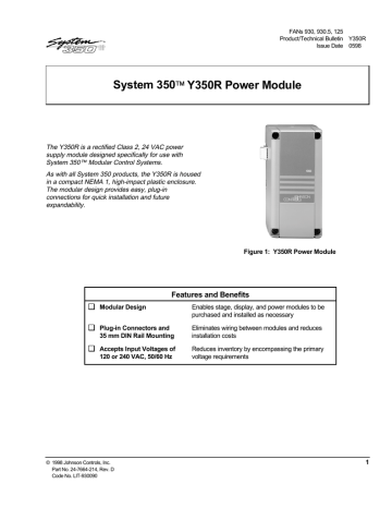 Johnson Controls System 350 Y350R Technical Bulletin | Manualzz