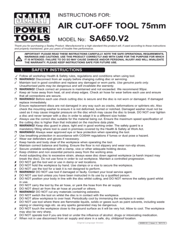 Air Cut-Off Tool SA650 V2 Instructions | Manualzz