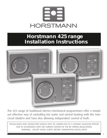 Horstmann 425 Tiara Time Switch Installation guide | Manualzz