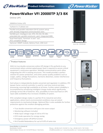 PowerWalker VFI 20000 TP 3/3 BX Datasheet | Manualzz