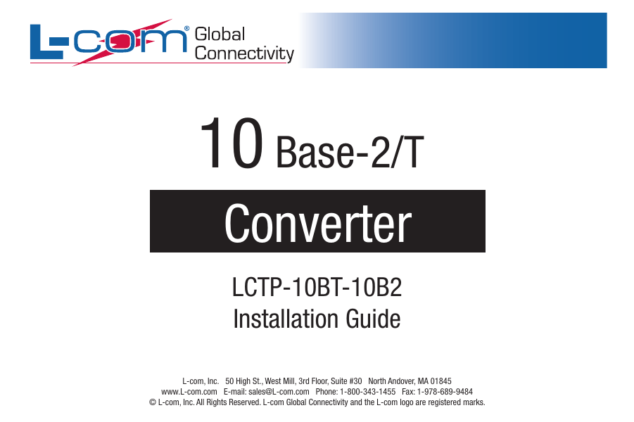 l-com LCTP-10BT-10B2 Installation manual | Manualzz