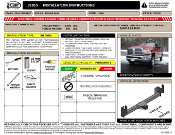 CURT Dodge Ram 2500 Hitch Installation Instructions | Manualzz