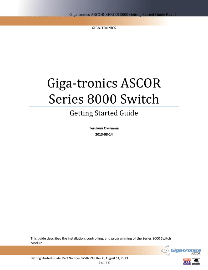 Giga-tronics ASCOR Series 8000 Getting Started Manual | Manualzz