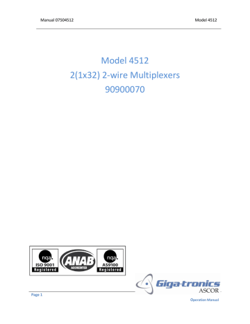 2-wire Multiplexer 4512 Operation Manual | Manualzz