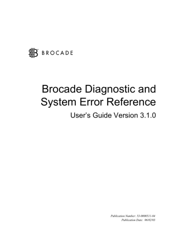Diagnostic and System Error Reference SilkWorm 3800 User's Guide | Manualzz