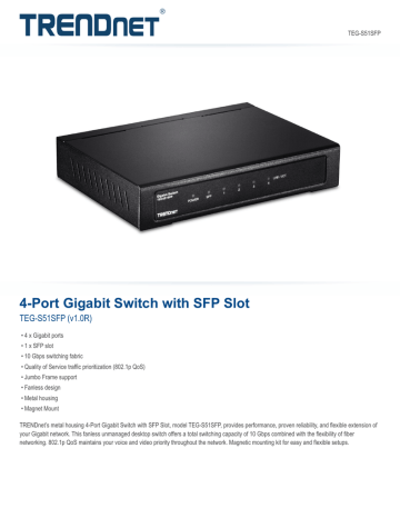 Trendnet TEG-S51SFP 4-Port Gigabit Switch Datasheet | Manualzz