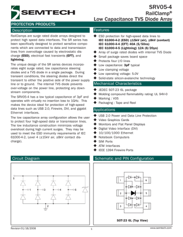 Semtech SRV05-4 Ethernet Datasheet | Manualzz