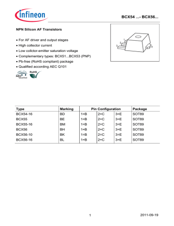 Infineon BCX55 Bipolar Transistor Data Sheet | Manualzz
