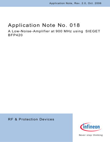 SIEGET BFP420 Application Note - Low Noise Amplifier at 900 MHz | Manualzz