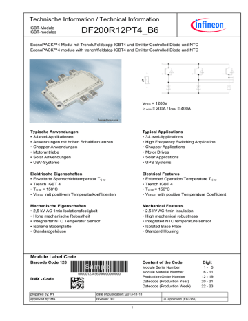 Infineon DF200R12PT4_B6 IGBT Module Data Sheet | Manualzz