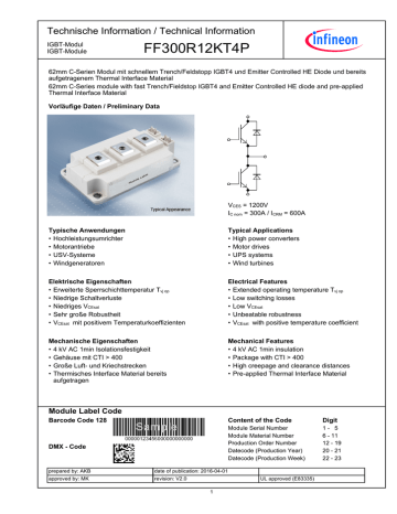Infineon FF300R12KT4P IGBT Module Data Sheet | Manualzz