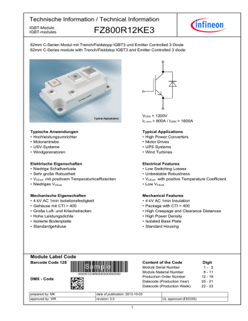 Infineon FZ800R12KE3 IGBT Module Data Sheet | Manualzz