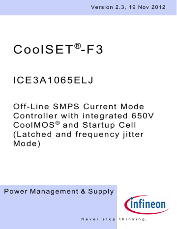 INFINEON ICE3A1065ELJFKLA1 PWM Controller Data Sheet | Manualzz