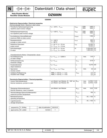 Infineon DZ600N12K Bipolar Module Datenblatt | Manualzz
