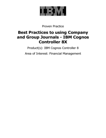 IBM Cognos Controller Controller 8X Best Practices | Manualzz