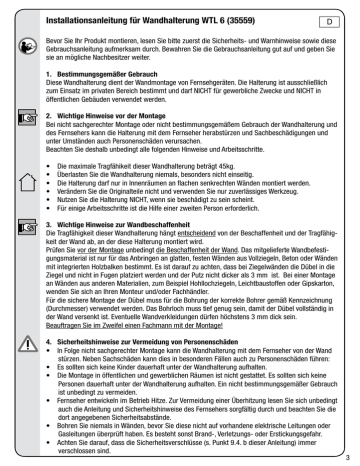 Vivanco WTL 6 Installation Instructions Manual | Manualzz