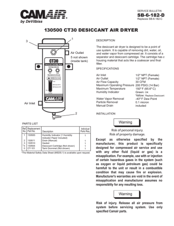 DeVilbiss CAMAIR CT30 Service Bulletin | Manualzz