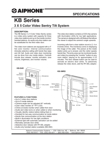 Aiphone KB-3HRD Specifications | Manualzz