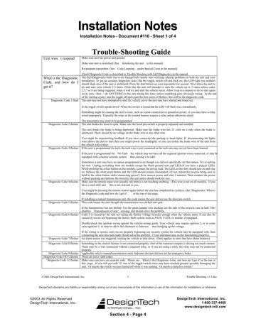 Remote Starters Installation Notes | Manualzz