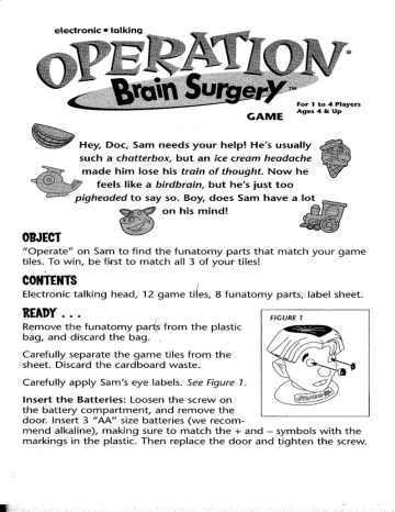 Operation BRAIN SURGERY Game Instructions | Manualzz