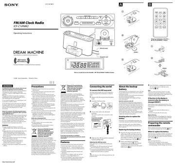 Sony Dream Machine ICF-C1iPMK2 Operating instructions | Manualzz