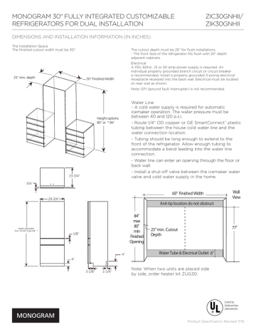 MONOGRAM 30" FULLY INTEGRATED CUSTOMIZABLE | Manualzz
