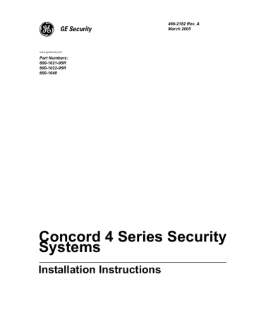 GE Security Concord 4 Series Installation | Manualzz