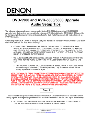 Denon DVD-5900 Setup Manual | Manualzz