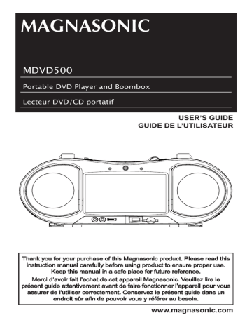 Magnasonic MAG-MDVD500 Portable CD/DVD Player Boombox manual | Manualzz