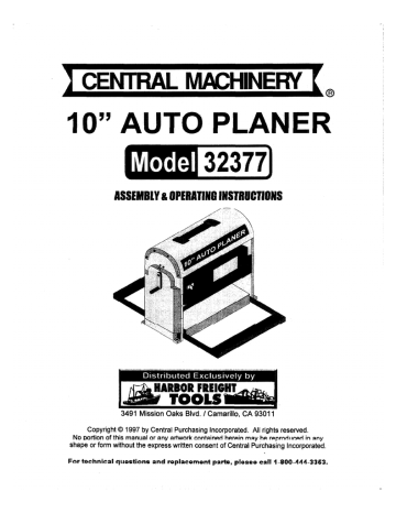 10” auto planer | Manualzz