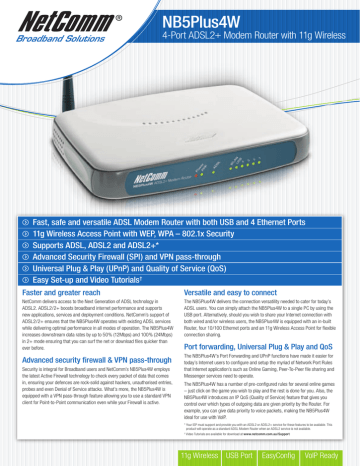 Netcomm NB5Plus4W Specifications | Manualzz