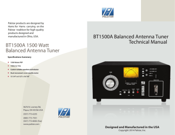 Palstar BT1500A Balanced Antenna Tuner Technical Manual | Manualzz