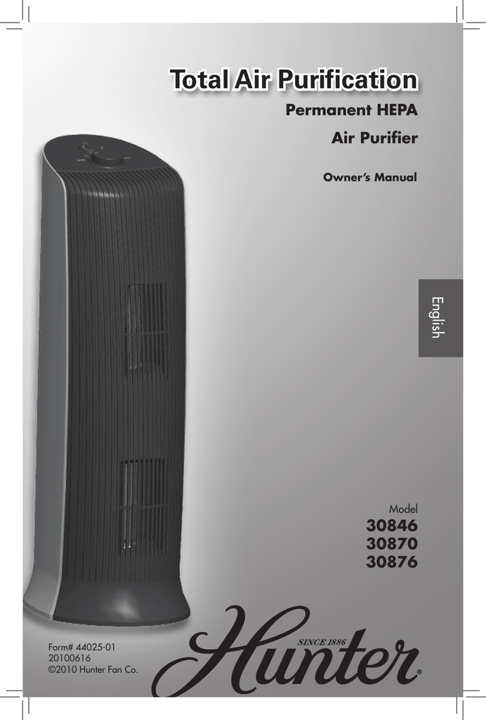 Hunter Fan 30876 Air Cleaner User manual | Manualzz