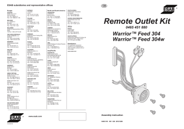ESAB Remote Outlet Kit Assembly instruction | Manualzz