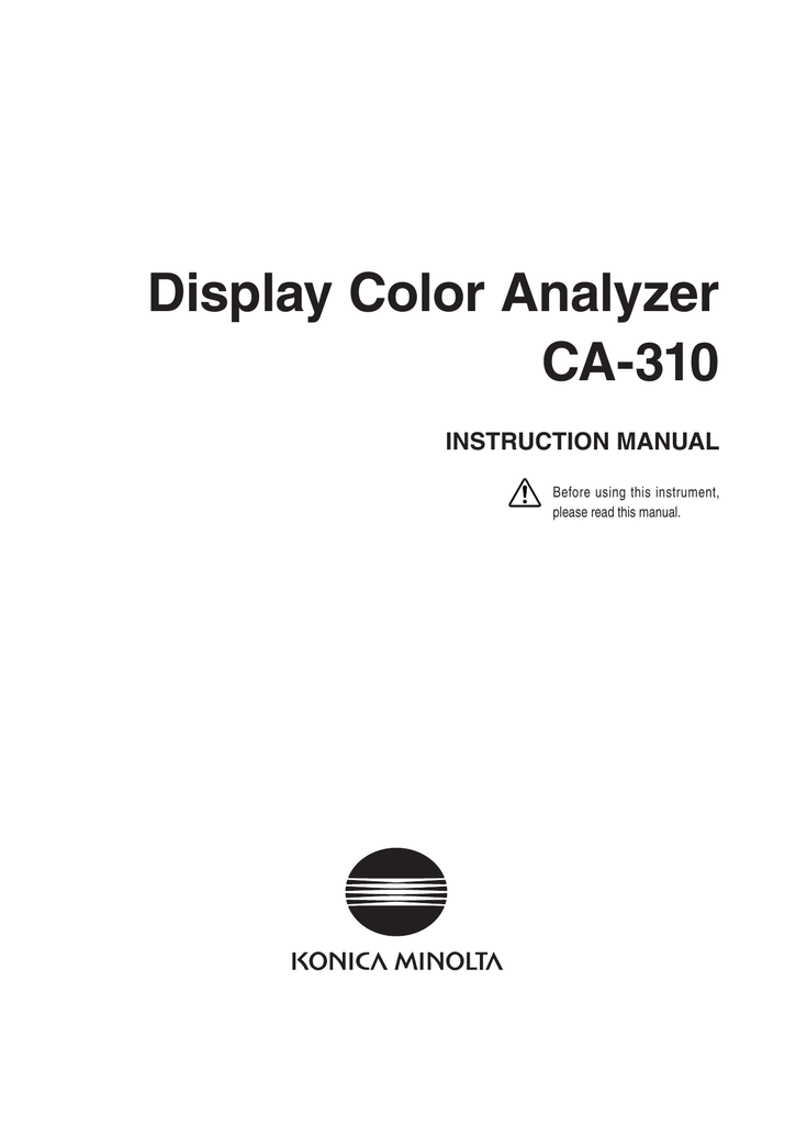Konica Minolta CA-310 Instruction manual | Manualzz