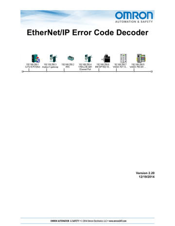 Omron Ethernet/IP Error Code Decoder Owner's Manual | Manualzz