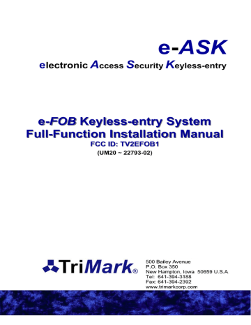 Keyless-entry system e-FOB installation manual | Manualzz