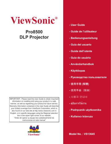 ViewSonic Pro8500 Projector User guide | Manualzz