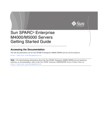 Sun Bandit SPARC Enterprise M4000 Getting Started Manual | Manualzz
